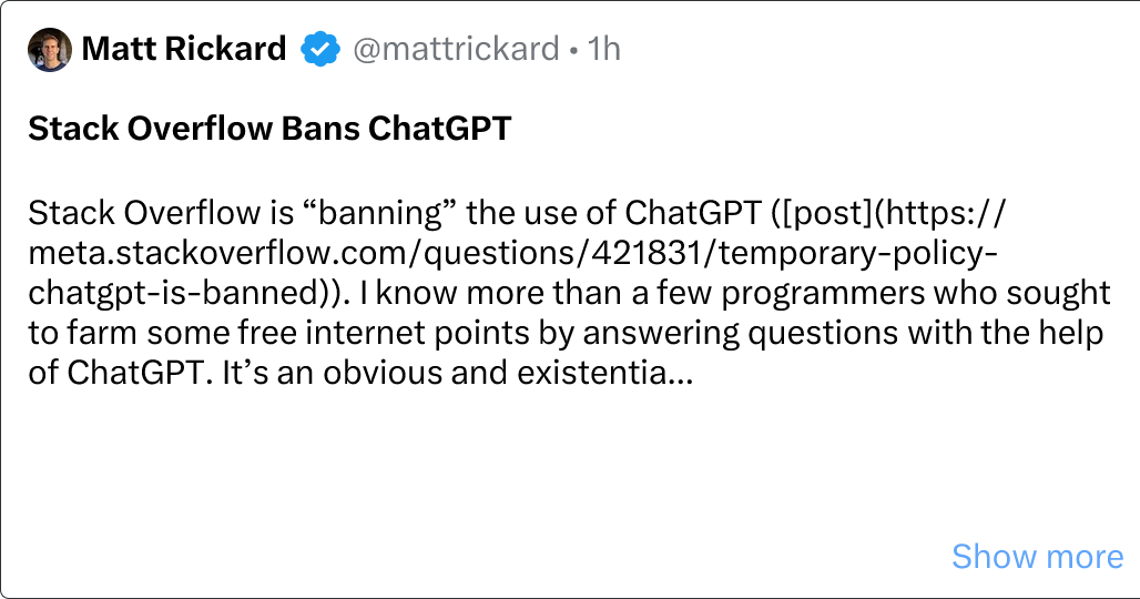 Stack Overflow Bans ChatGPT
