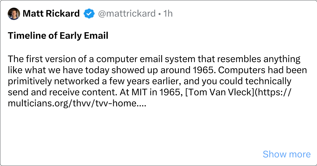 Timeline of Early Email